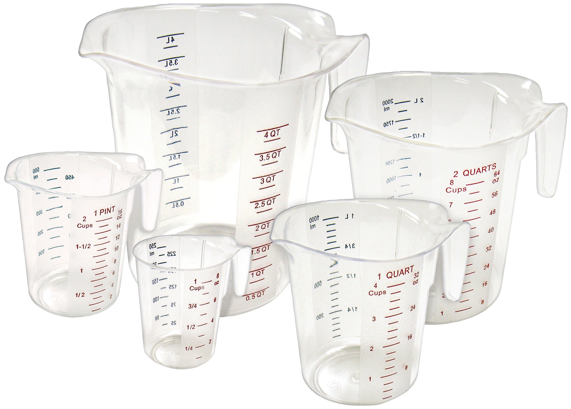 Winco PMCP-5SET Measuring Cup Set 1 to 4 Quarts Plastic Stackable ...