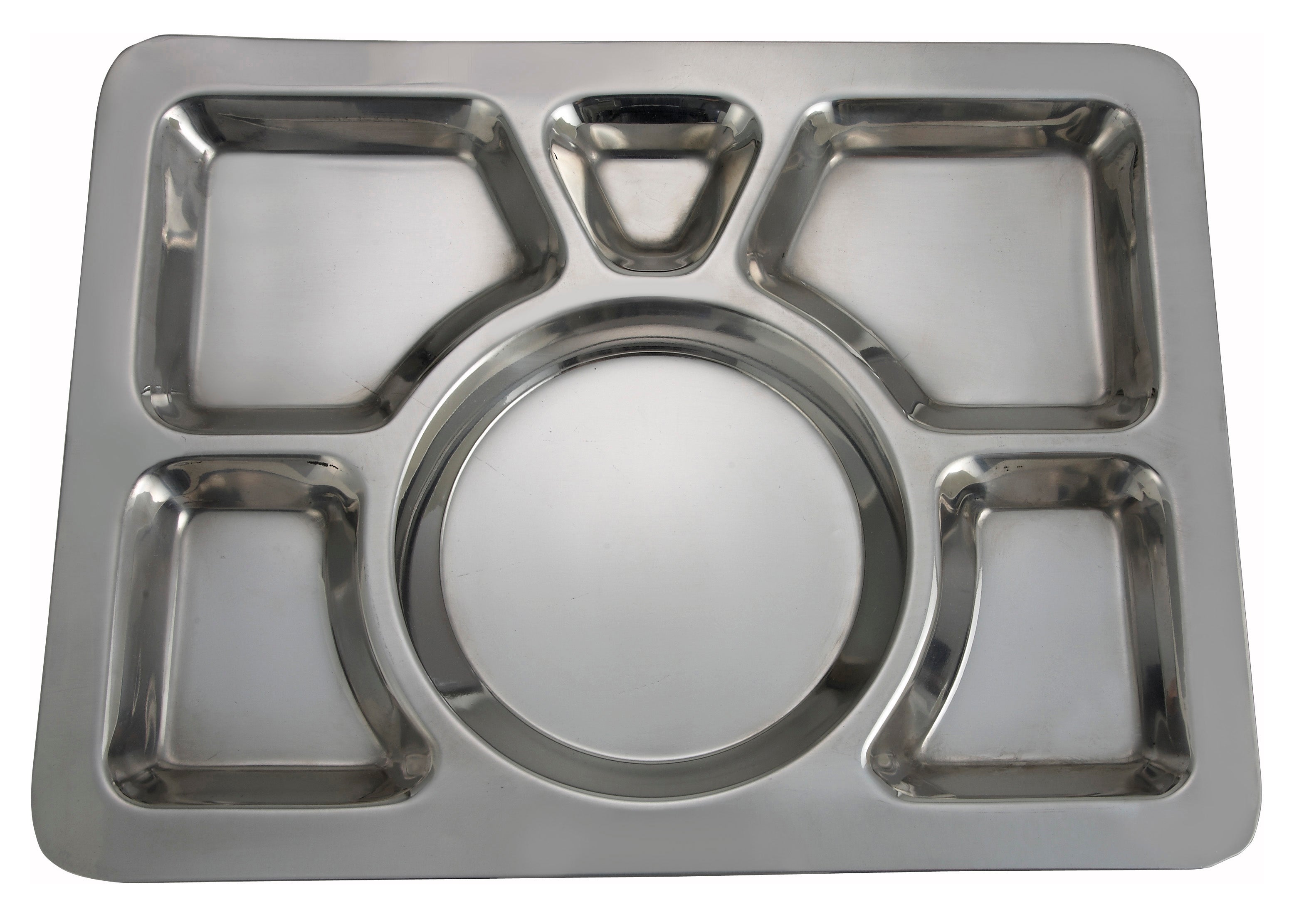 Winco SMT-1 15-1/2 Inch Rectangular Stainless Steel Mess Tray with 6 C ...
