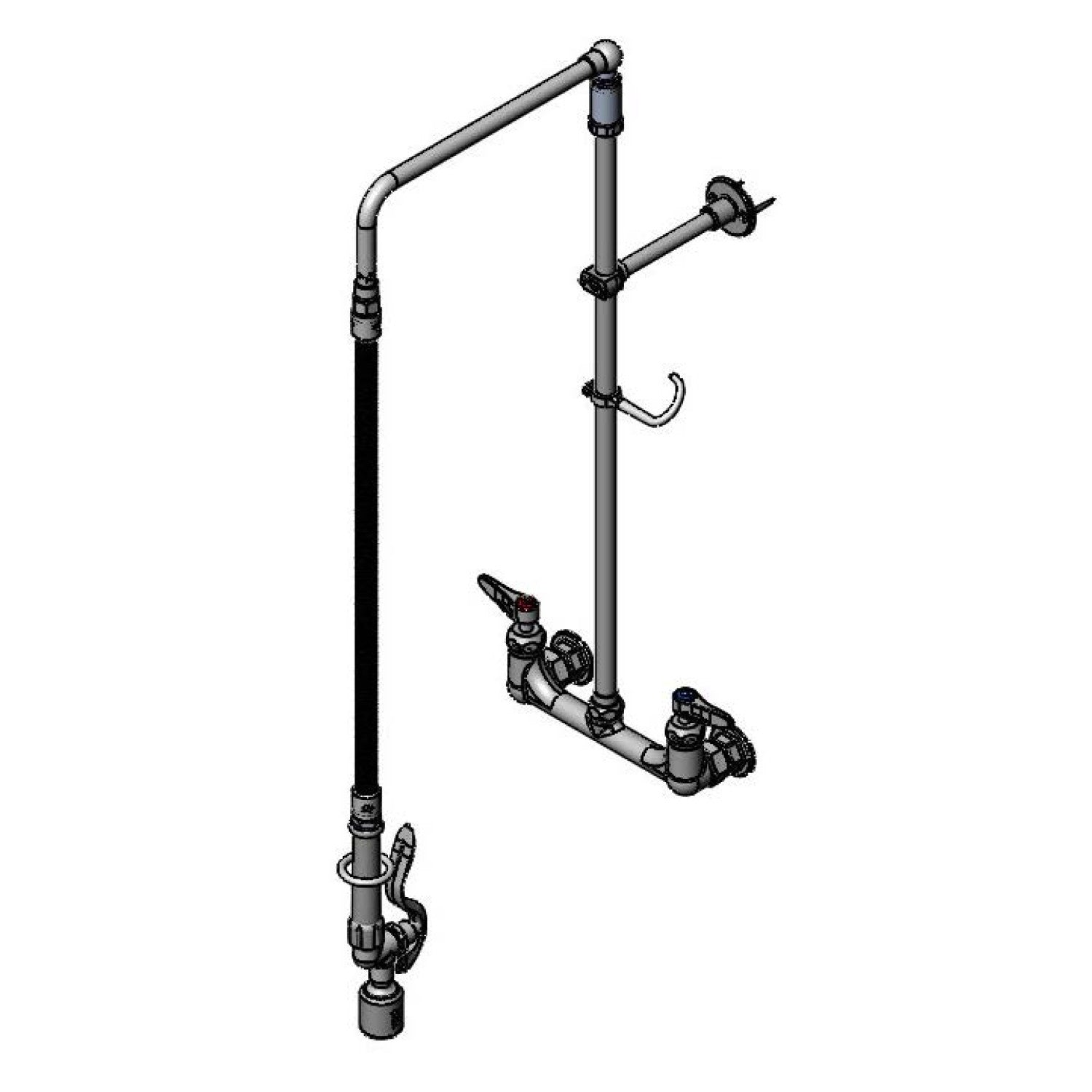 Pre-Rinse: 8" Wall Mount, Overhead Swivel Arm, Ceramas, Low-Flow Spray ...