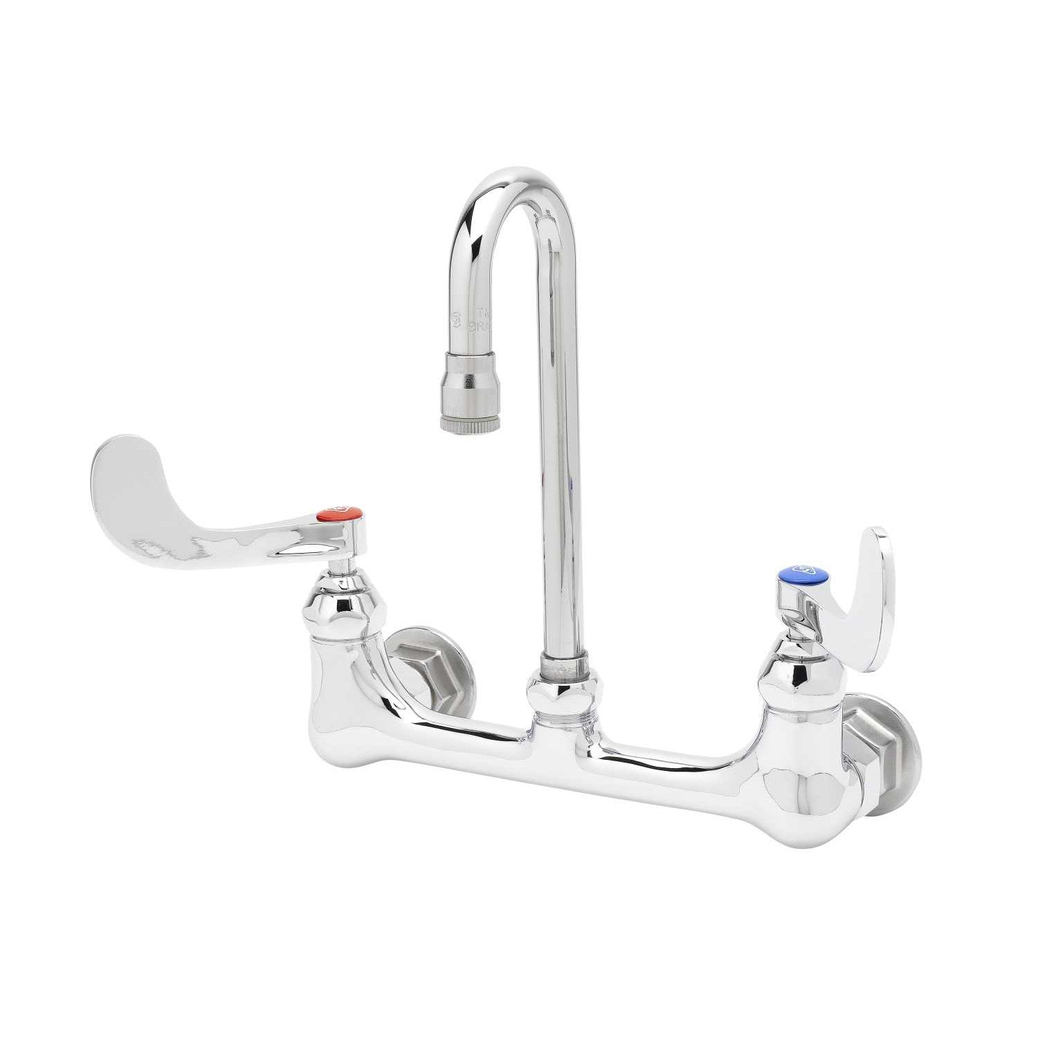 T&S Brass B-0330-01-WH4 Double Pantry Faucet - 8" Centers & 4" Wrist h ...
