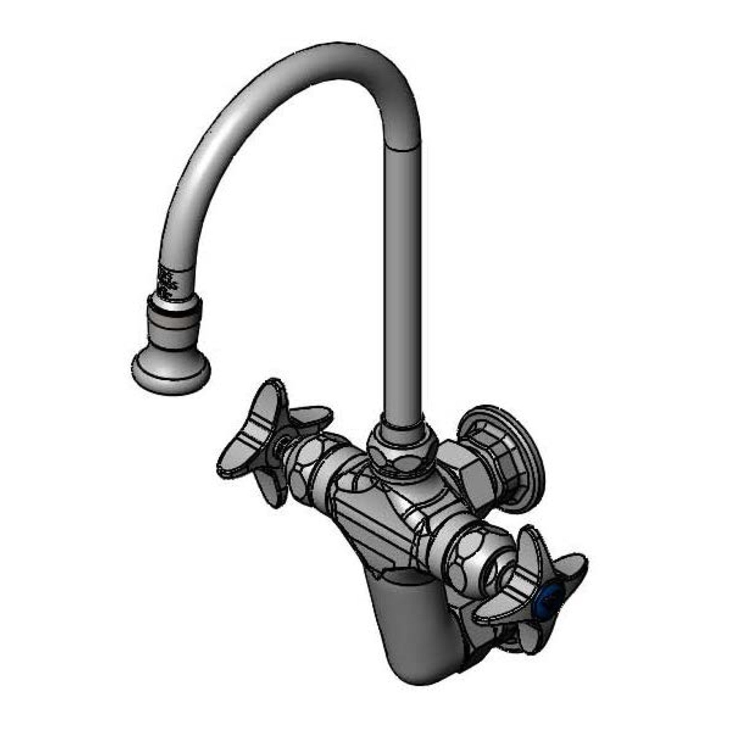 T&S Brass B-0815 Mixing Faucet - Vertical Wall Mount & 4-Arm Handles ...