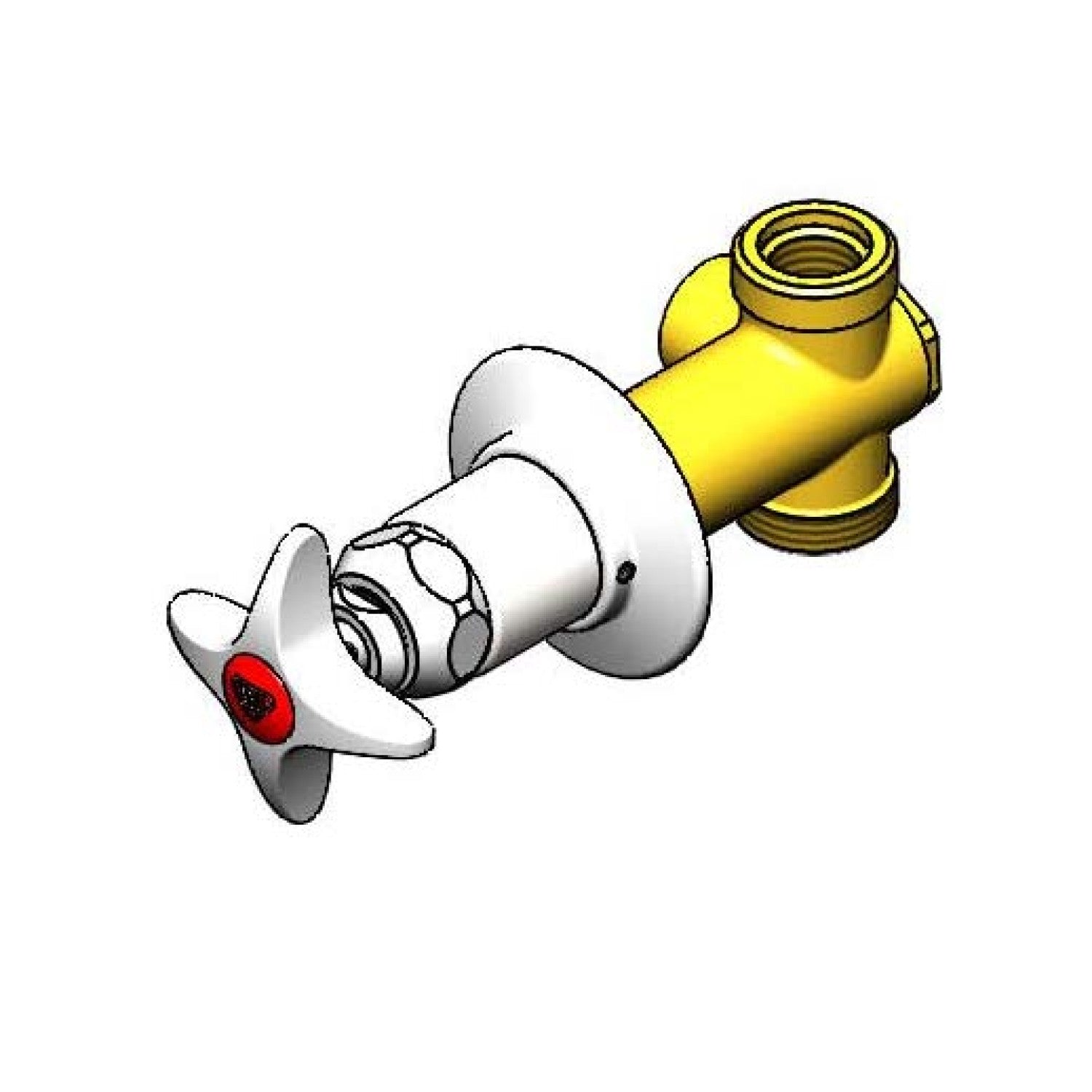 T&S Brass B-1025-1 Concealed Straight Valve - 4-Arm Handle & Hot Index ...
