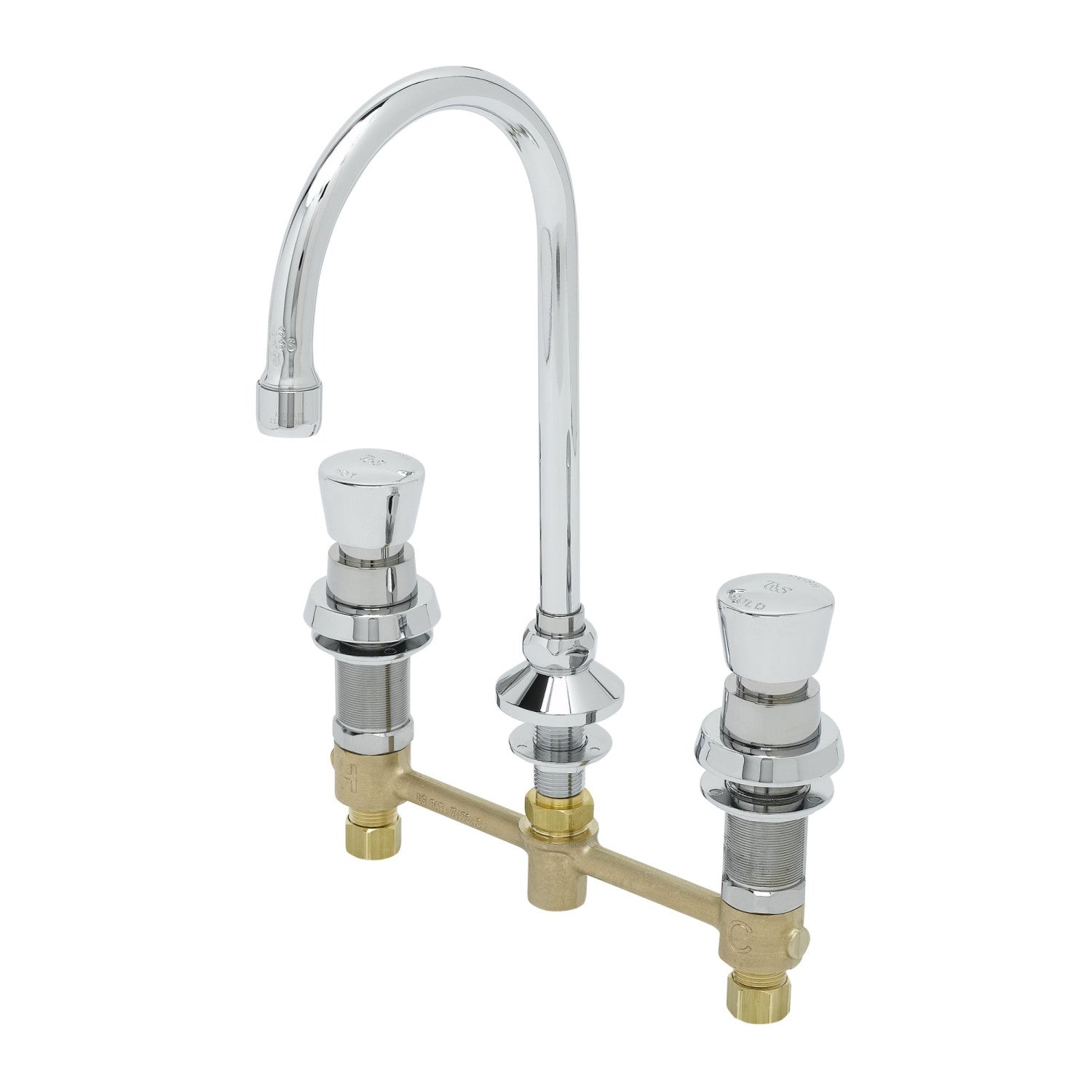 T&S Brass B-2820 Metering Faucet - 8" Centers & Rigid Gooseneck ...