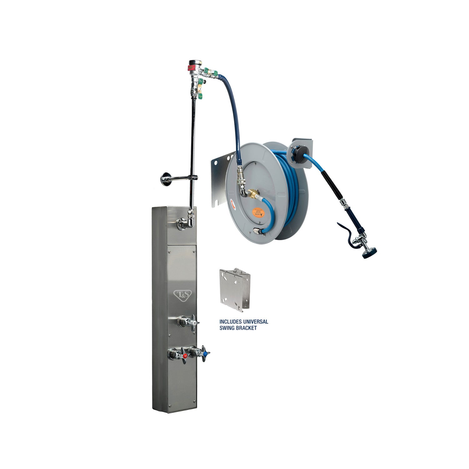 T&S Brass B-7242-U01WS8BC 50' Surface Mount Hose Reel Station - Standa ...