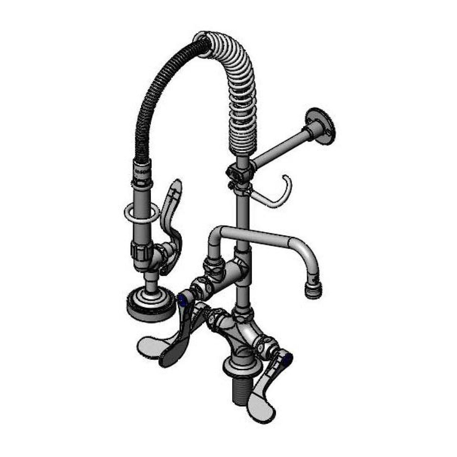 T&S Mini-Pre-Rinse unit w/ B-0107, 8" Swivel Nozzle, Wrist Handles & E ...