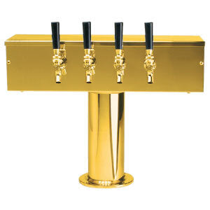 “T” Style 4 Tap Beer Tower - 4” Column - Glycol-Cooled - PVD Brass ...