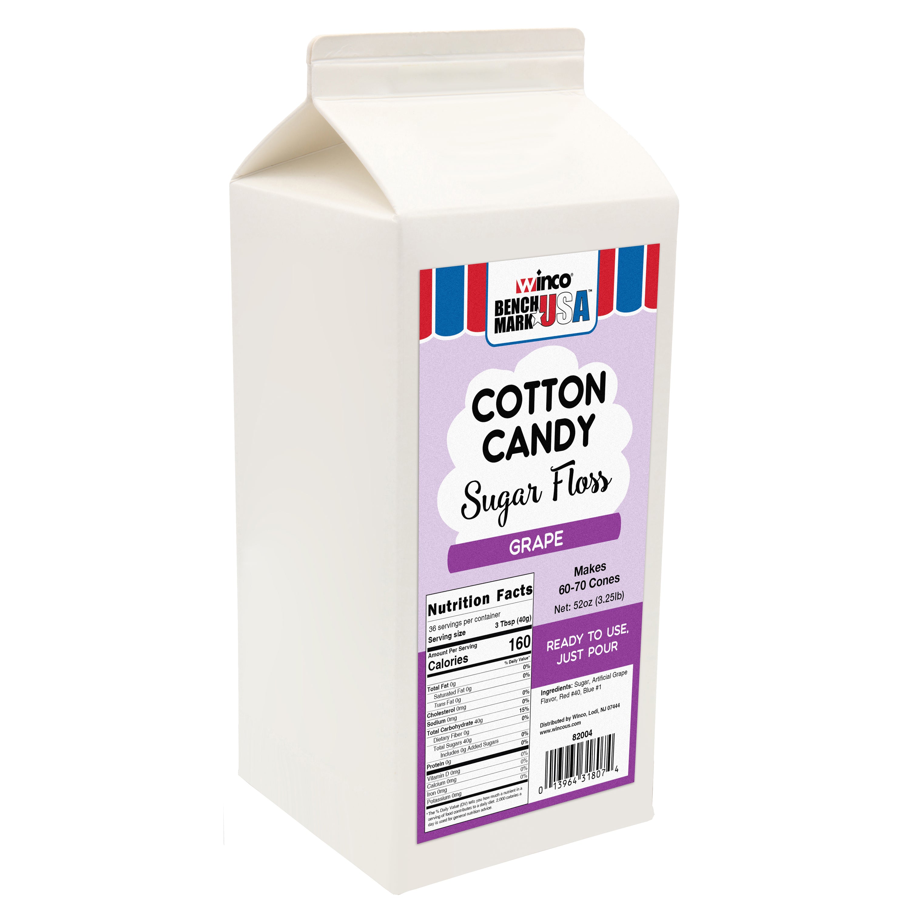 Winco 82004CS 3.25 Lb Grape Sugar Floss 6 Packs - Cotton Candy ...