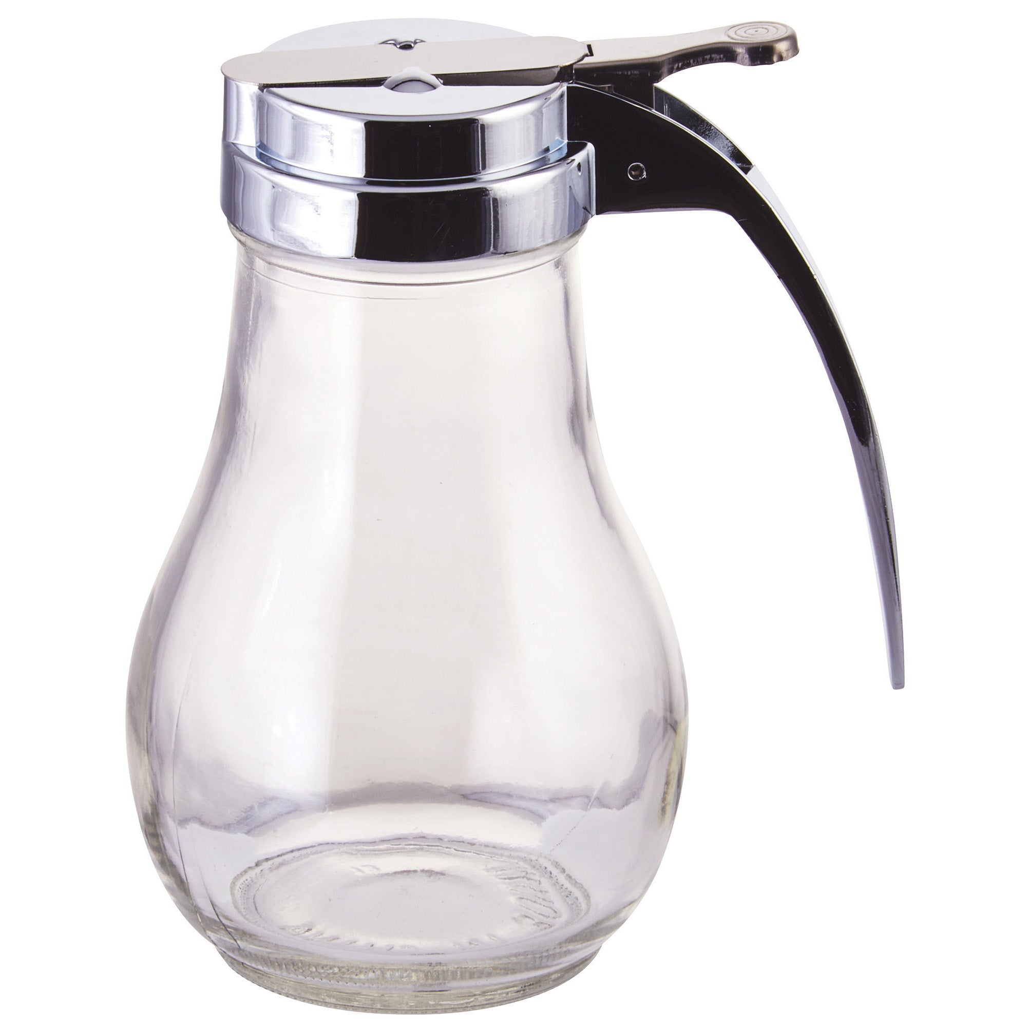 Winco G-116 14 Oz Syrup Pourer Thumb Operated Glass with Chrome Top ...