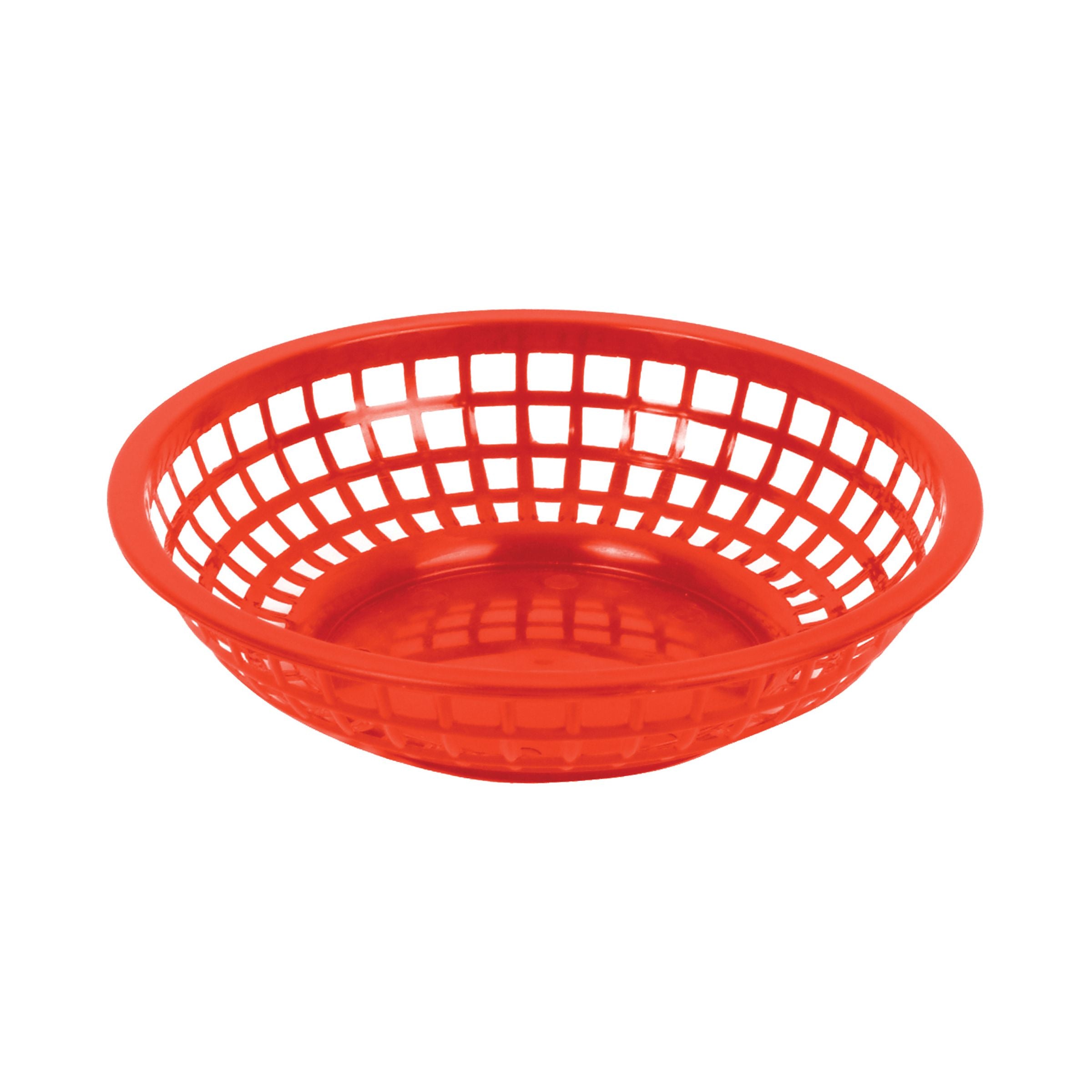 12 Pack 8" Diameter x 2" Height, Round Fast Food Basket, Red Color, Po ...