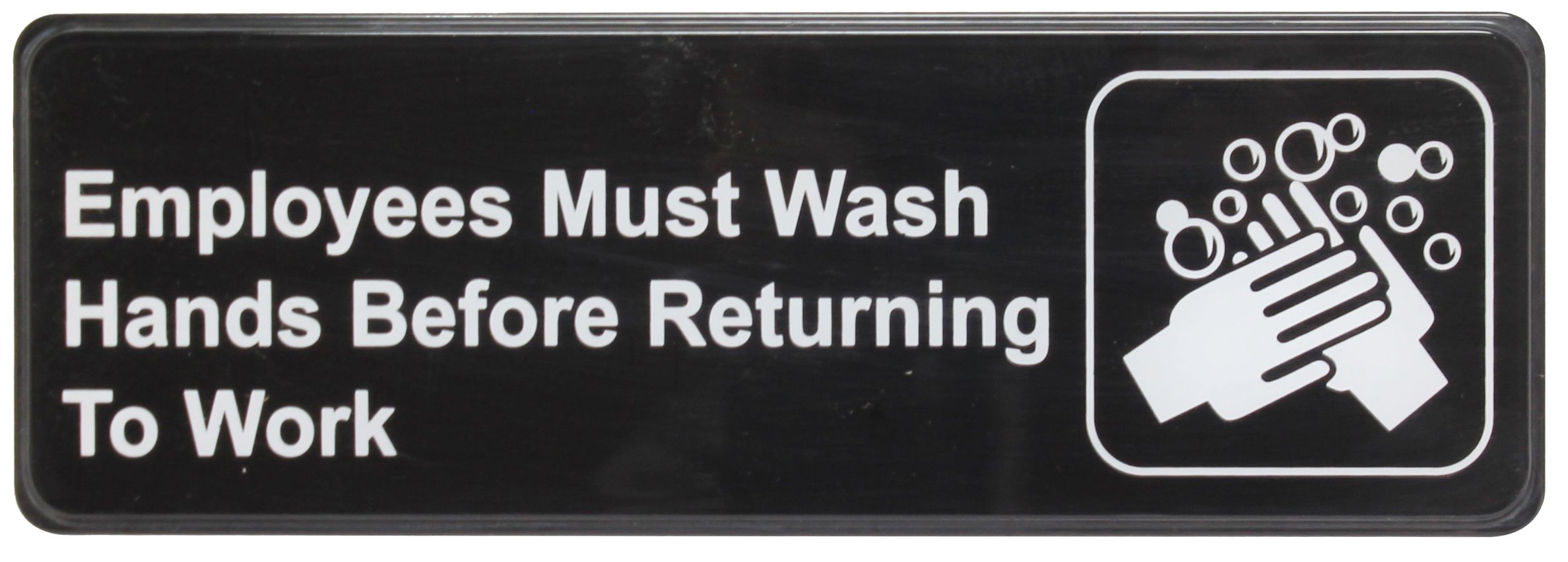 9" x 3" x 1/8", Information Sign with Symbol, Employees Must Wash Hand ...