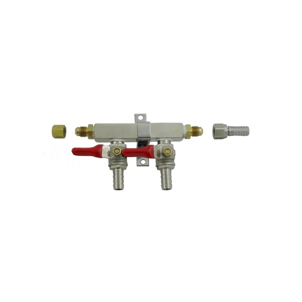 Brass Air Dist 2-Out 3/8inB-Shutoff With Chk – HowdyBrewer