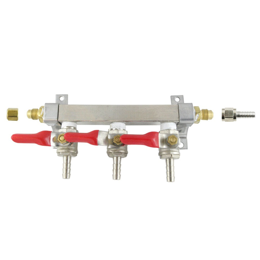 Brass Air Dist 3-Out 1/4inB-Shutoff With Chk – HowdyBrewer