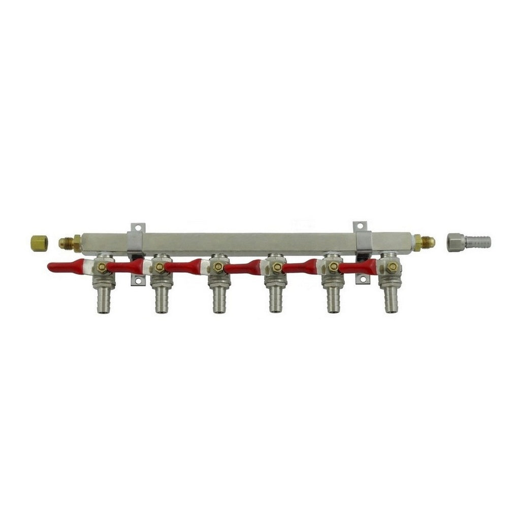 Brass Air Dist 6-Out 3/8inB-Shutoff With Chk – HowdyBrewer