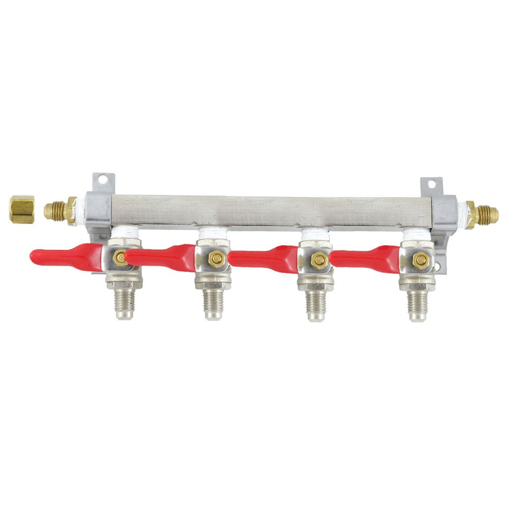 Brass Air Dist 4-Out 1/4inMfl-Shutoff No Chk – HowdyBrewer