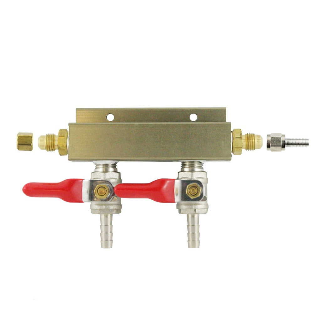 Aluminum Air Dist 2-Out 1/4inB-Shutoff With Chk – HowdyBrewer
