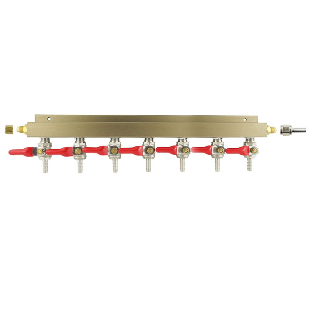 Aluminum Air Dist 7-Out 1/4inB-Shutoff With Chk – HowdyBrewer