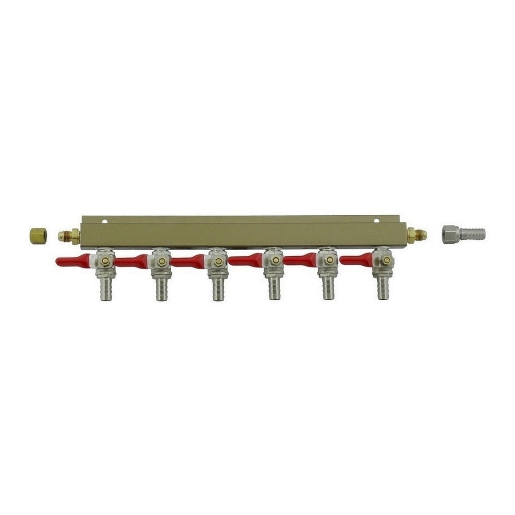 Aluminum Air Dist 6-Out 3/8inB-Shutoff With Chk – HowdyBrewer