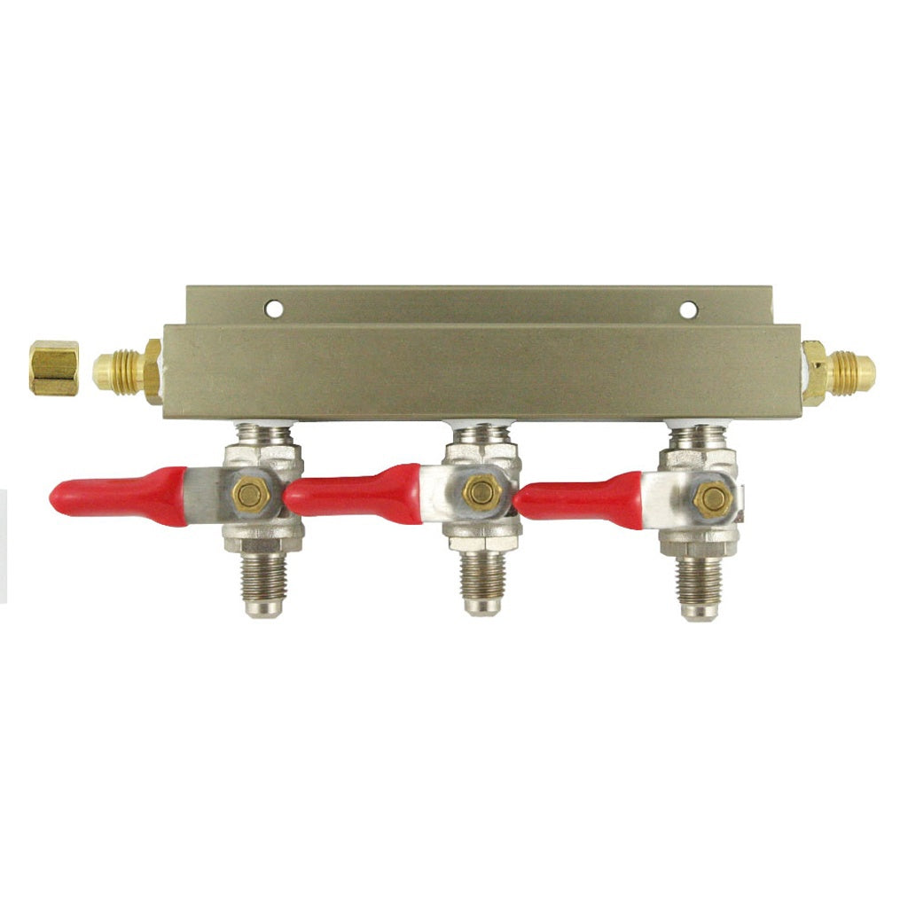 Aluminum Air Dist 3-Out 1/4inMfl-Shutoff With Ck – HowdyBrewer