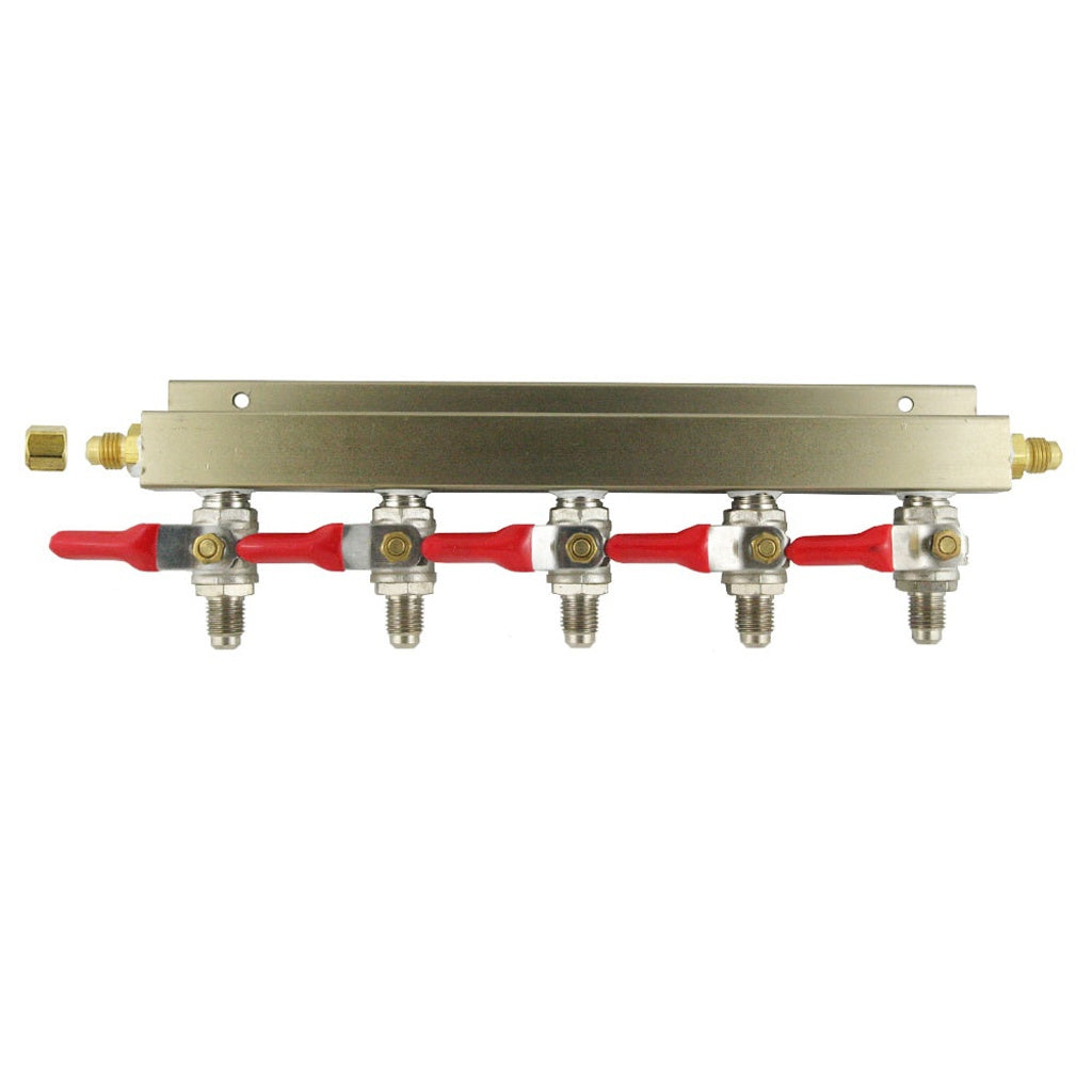 Aluminum Air Dist 5-Out 1/4inMfl-Shutoff With Ck – HowdyBrewer