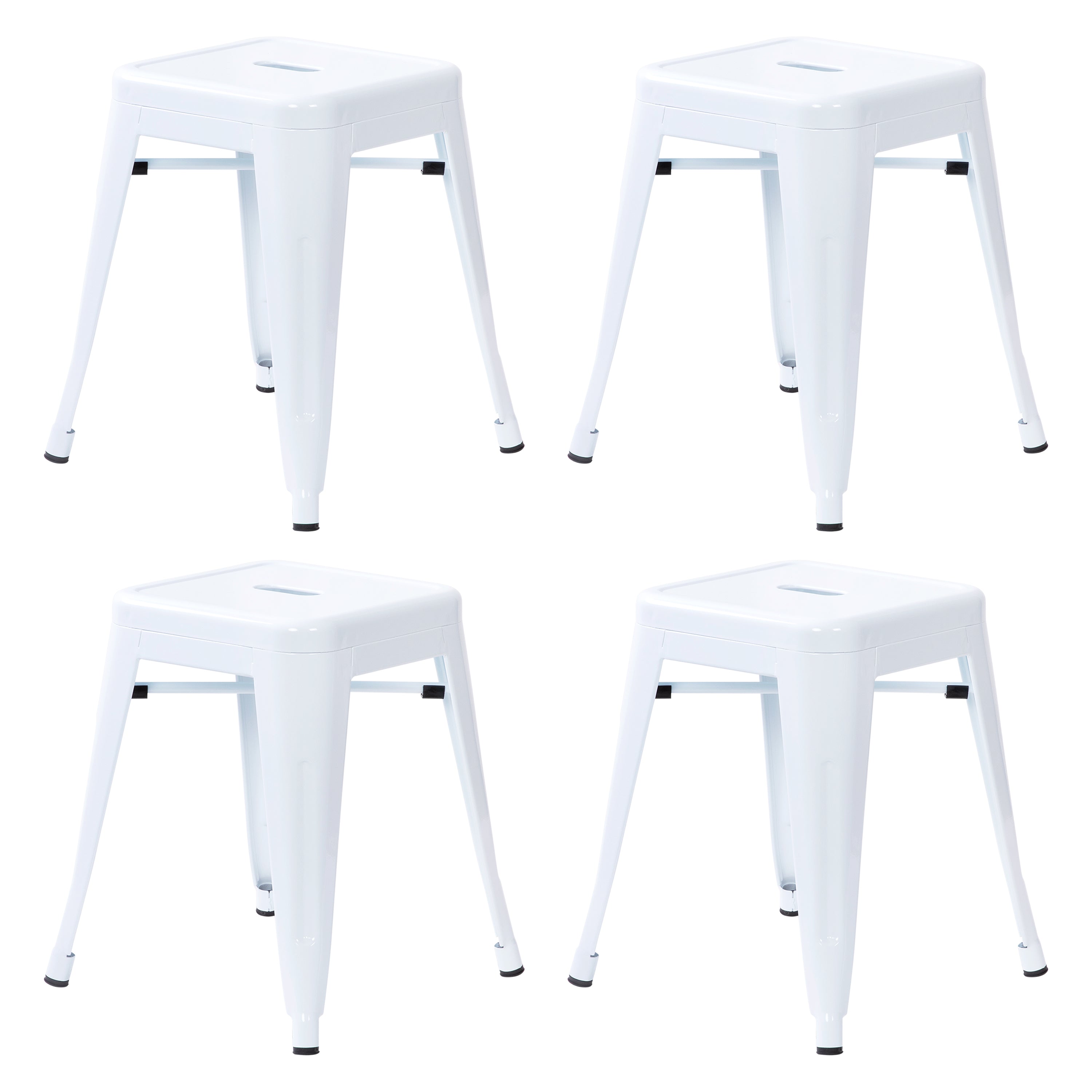 18" Table Height Stool, Stackable Backless Metal Indoor Dining Stool ...